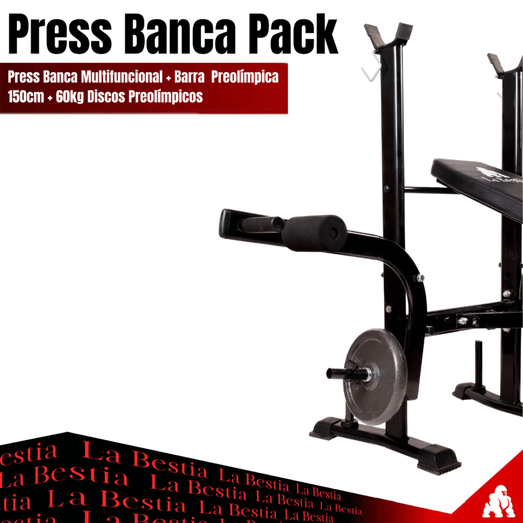 Press Banca Pack (Press Banca Multifuncional + Barra Preolímpica 150cm ...